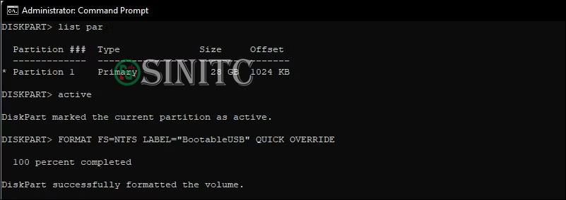 Cách tạo USB Boot bằng Command Prompt